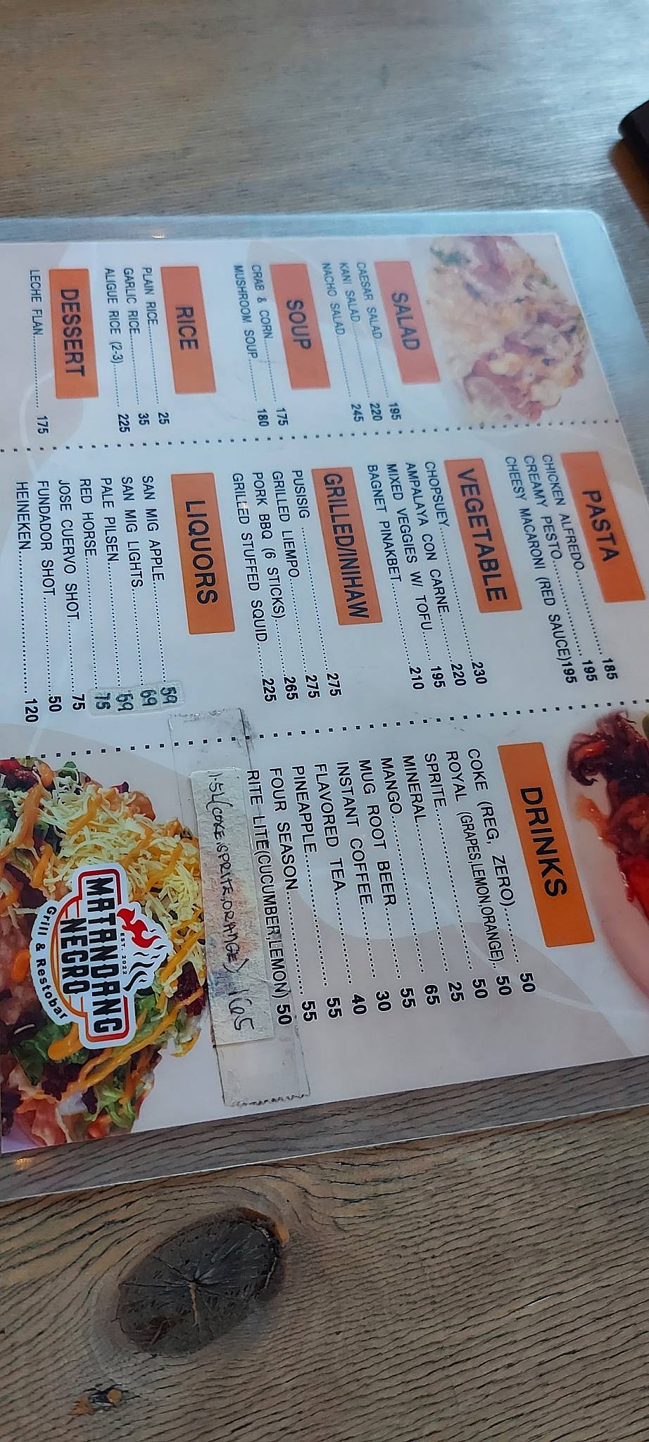 Menu at Matandang Negro Grill and Restobar - Poblacion Plaridel Bulacan ...