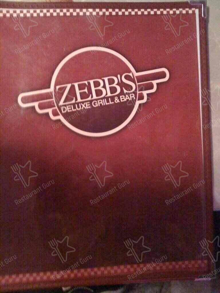 Menu at Zebb's Deluxe Grill & Bar, Mattydale