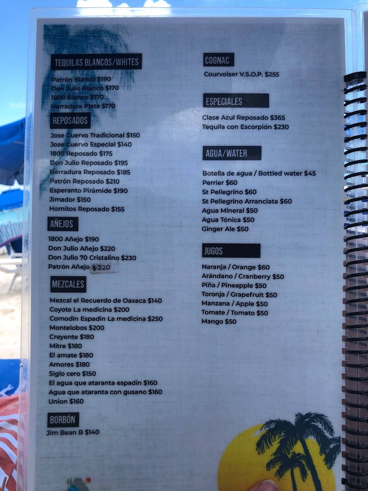 Menu at Mayan Beach Club Restaurant & Tequileria, Isla Mujeres