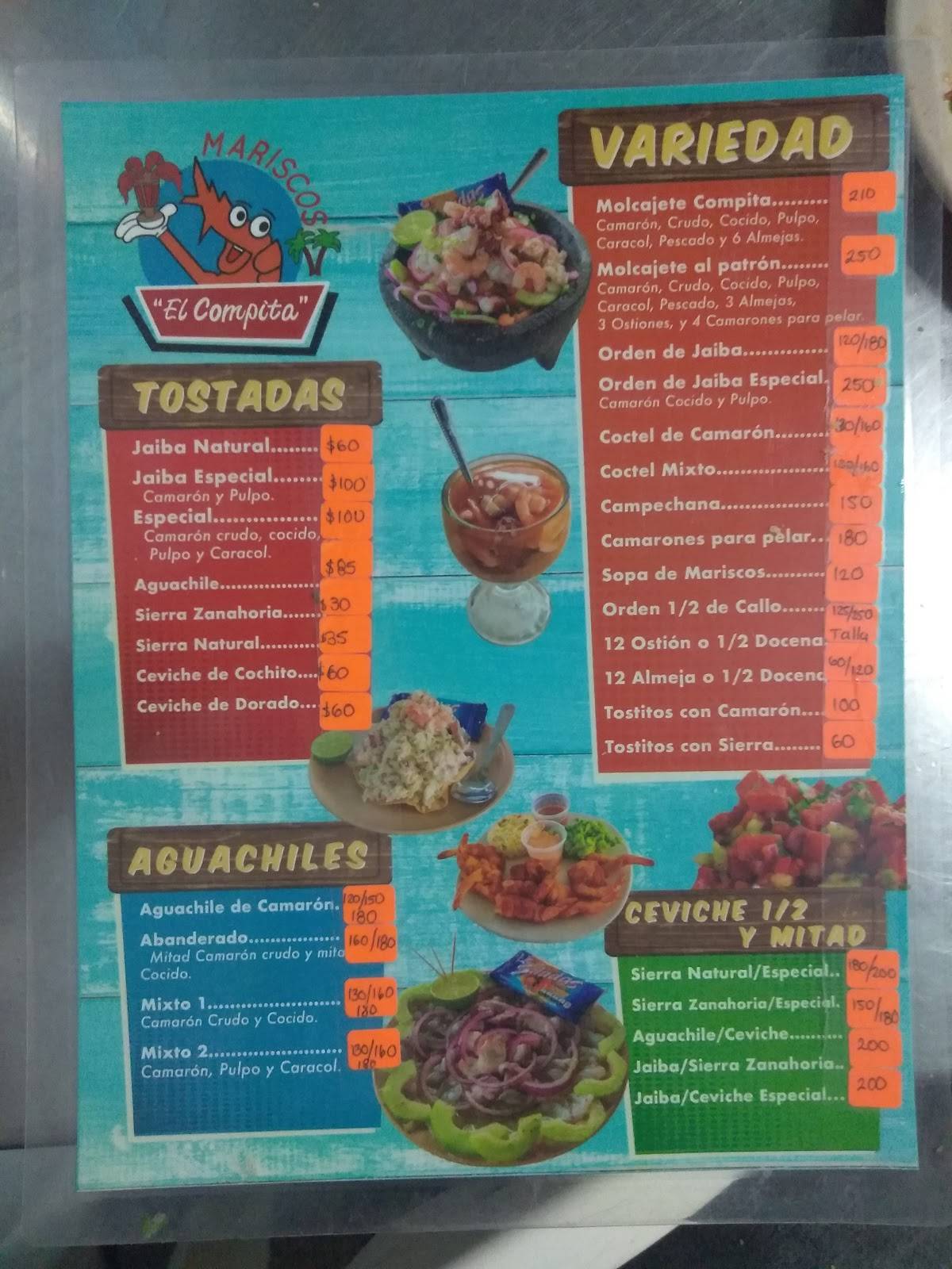 Carta del restaurante Mariscos El Compita, Mazatlán, Av Sta Rosa 221