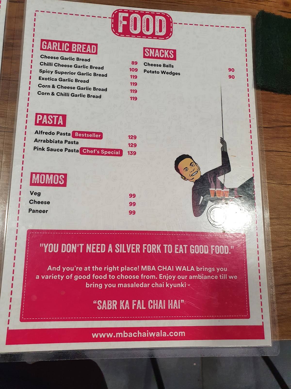 Menu at Mba Chaiwala, Vadodara