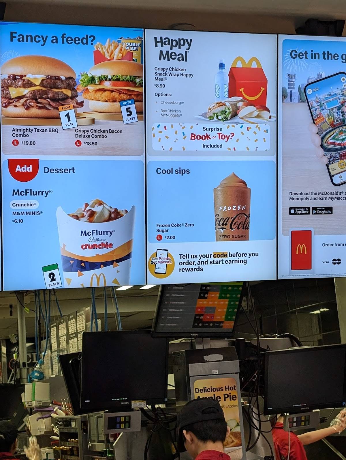 Menu at McDonald's Queen Street restaurant, Auckland, 268 Queen St