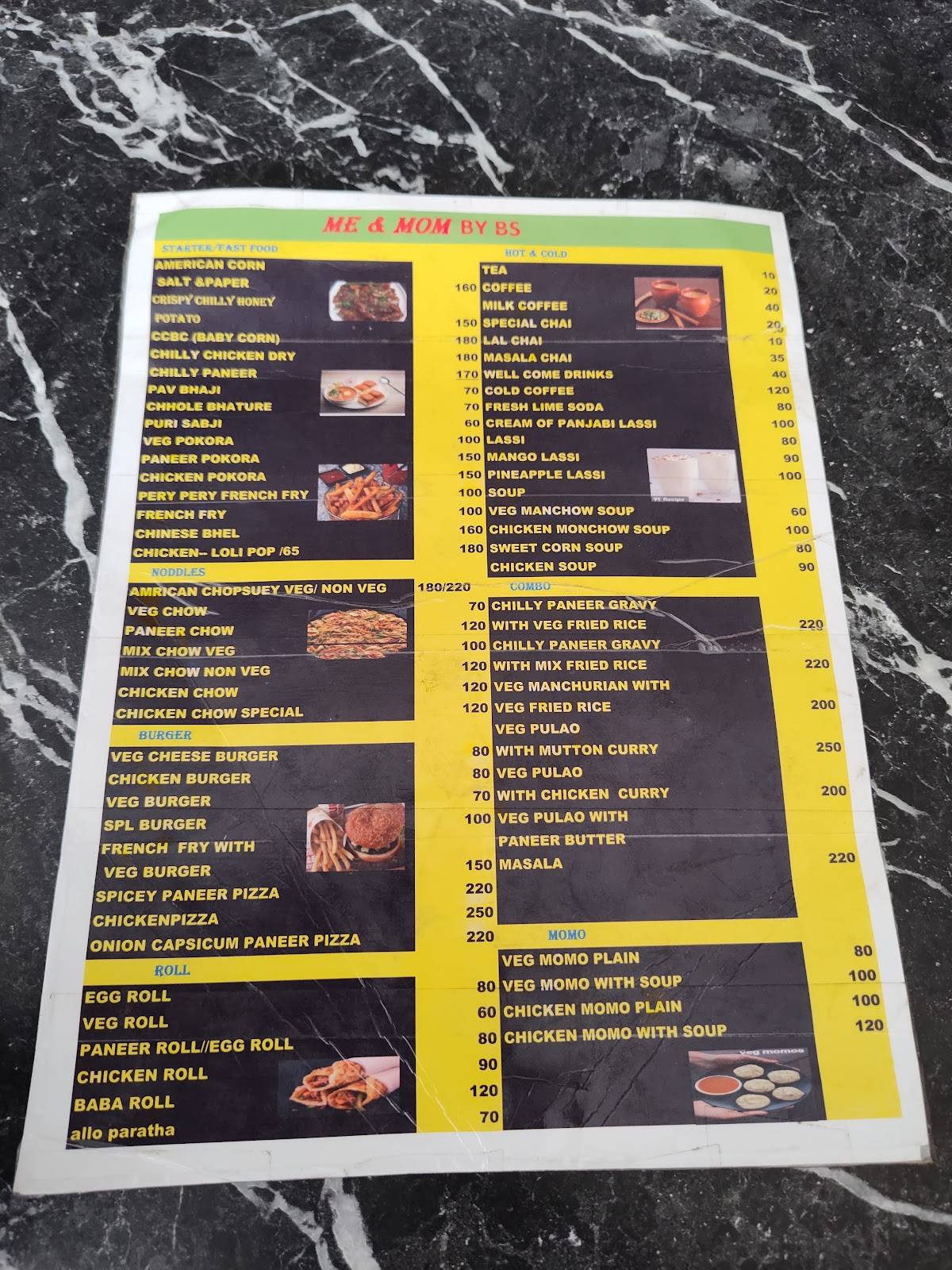 Menu at Me & Mom, Bokakhat
