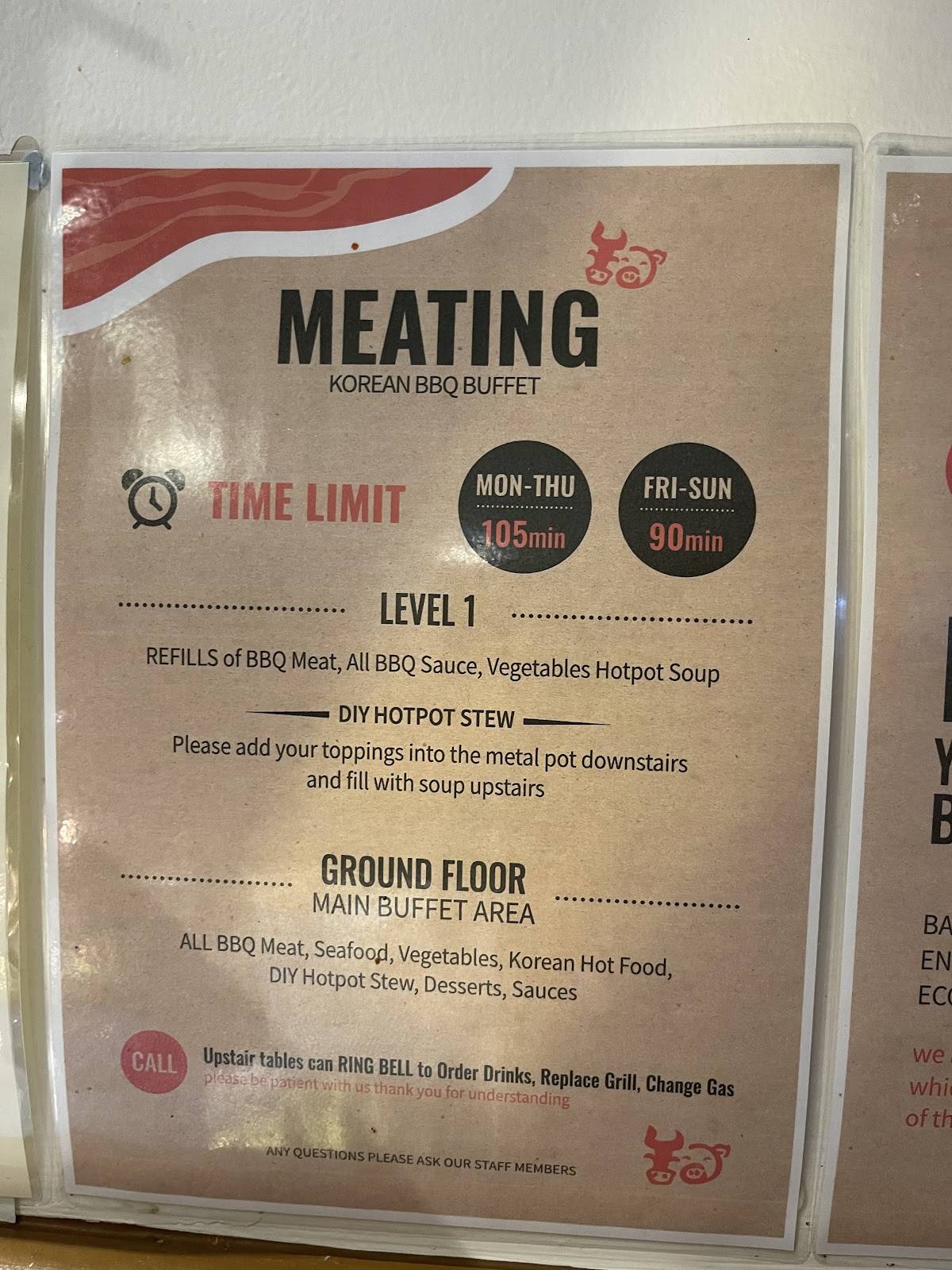 Menu at Meating Korean Shabu & Rol Buffet CBD restaurant, Melbourne