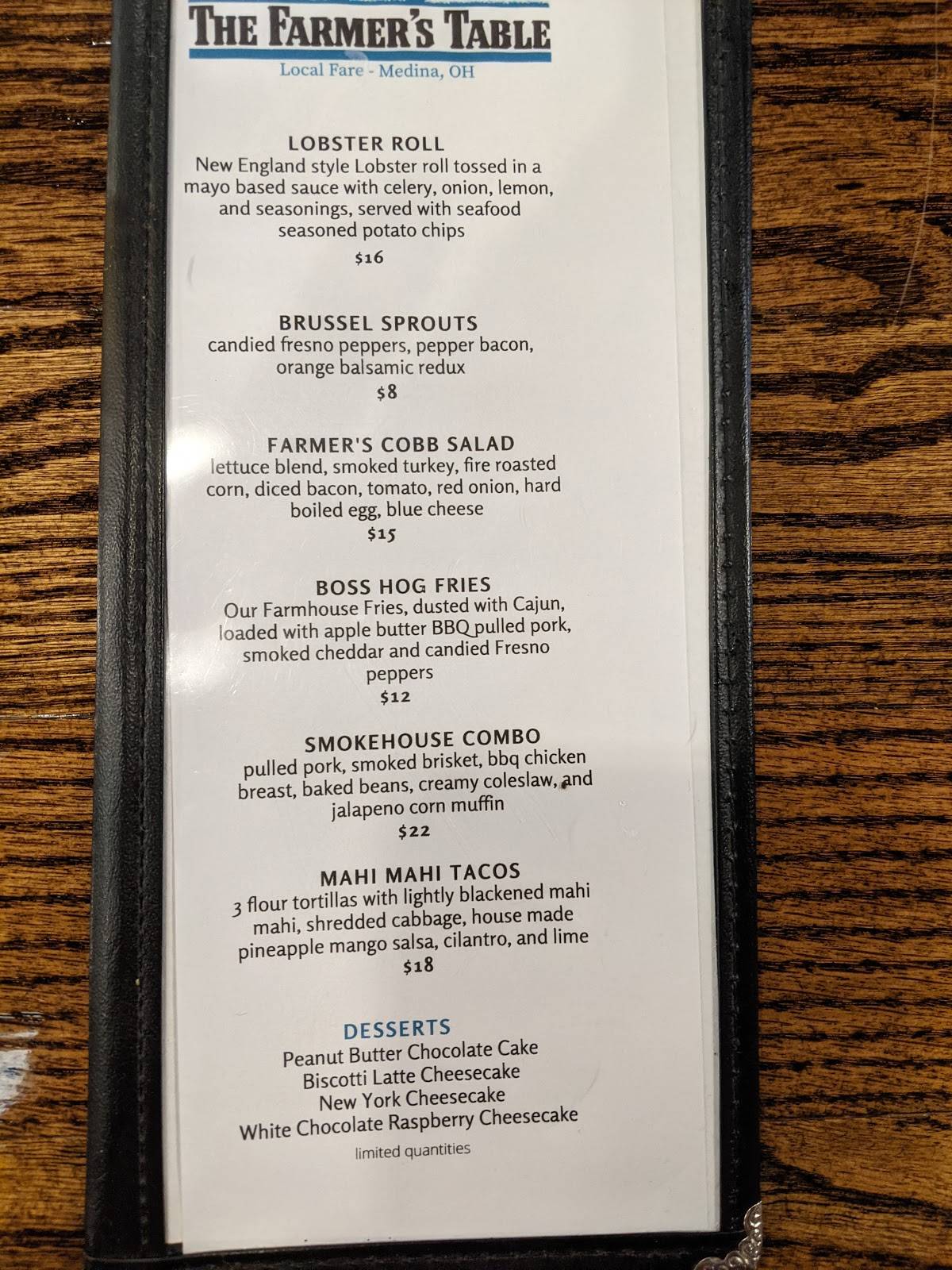 Menu at The Farmer’s Table pub & bar, Medina