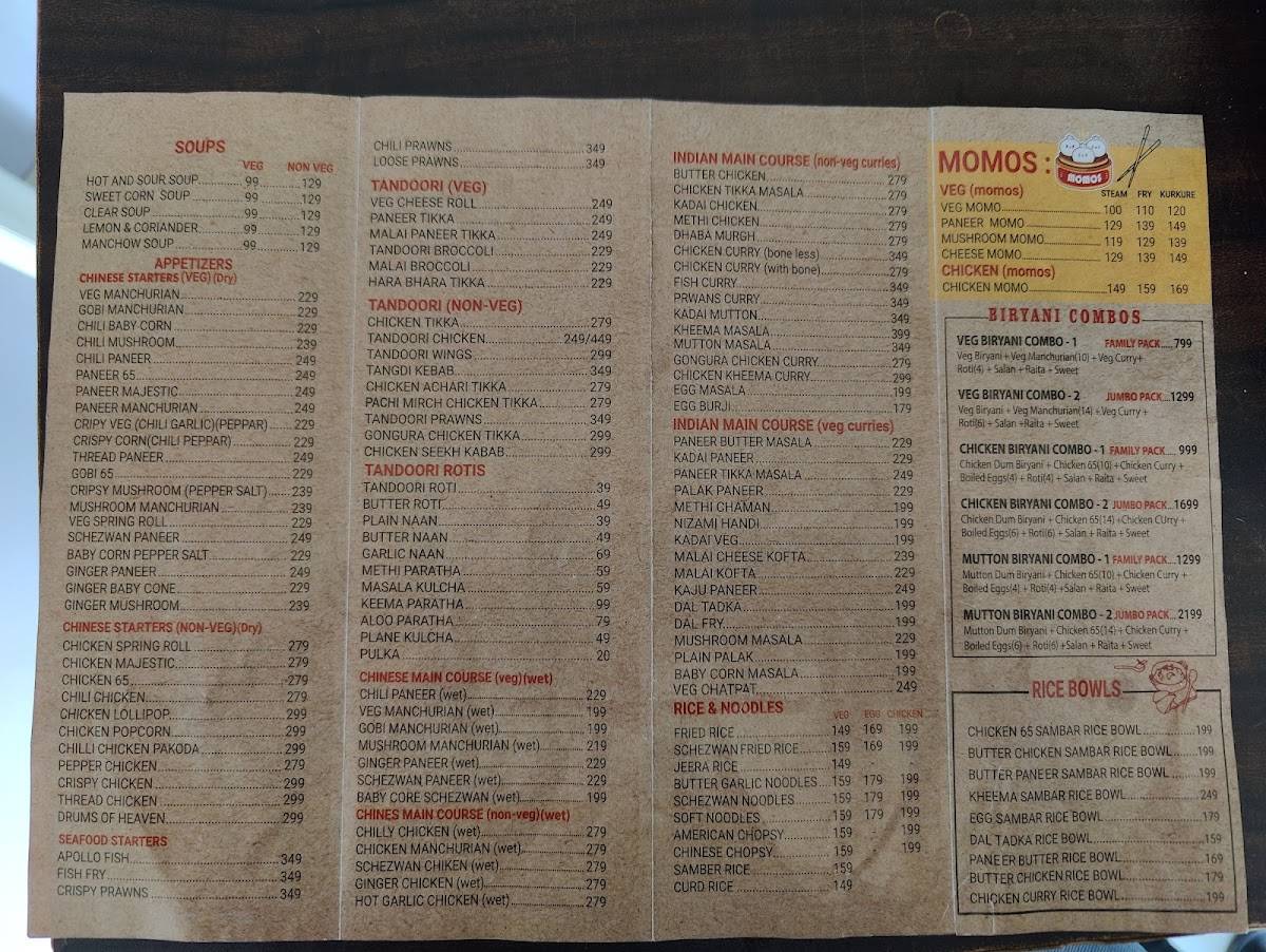 Menu at Mega Kitchen, Hyderabad