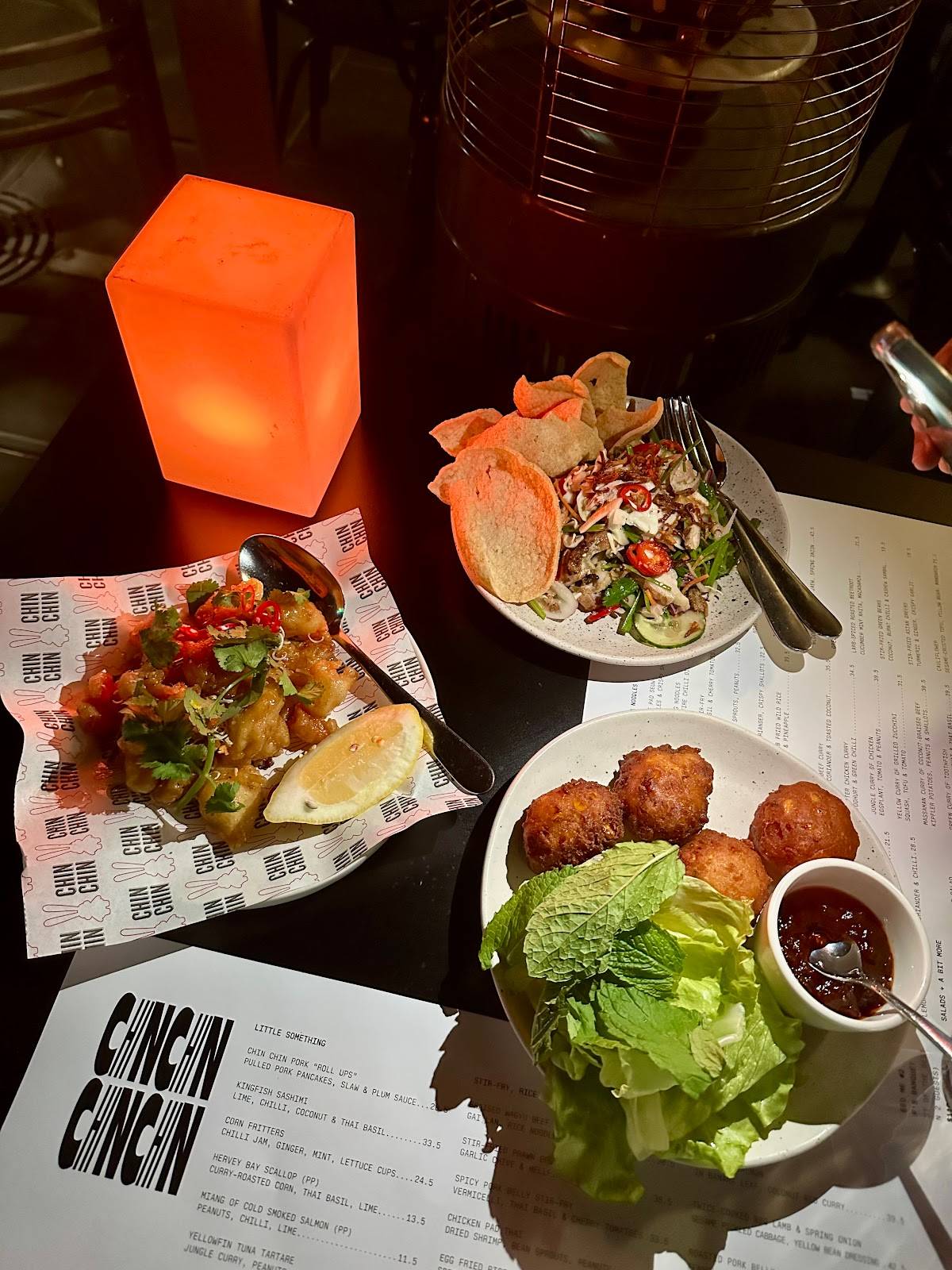 Menu at Chin Chin restaurant, Melbourne