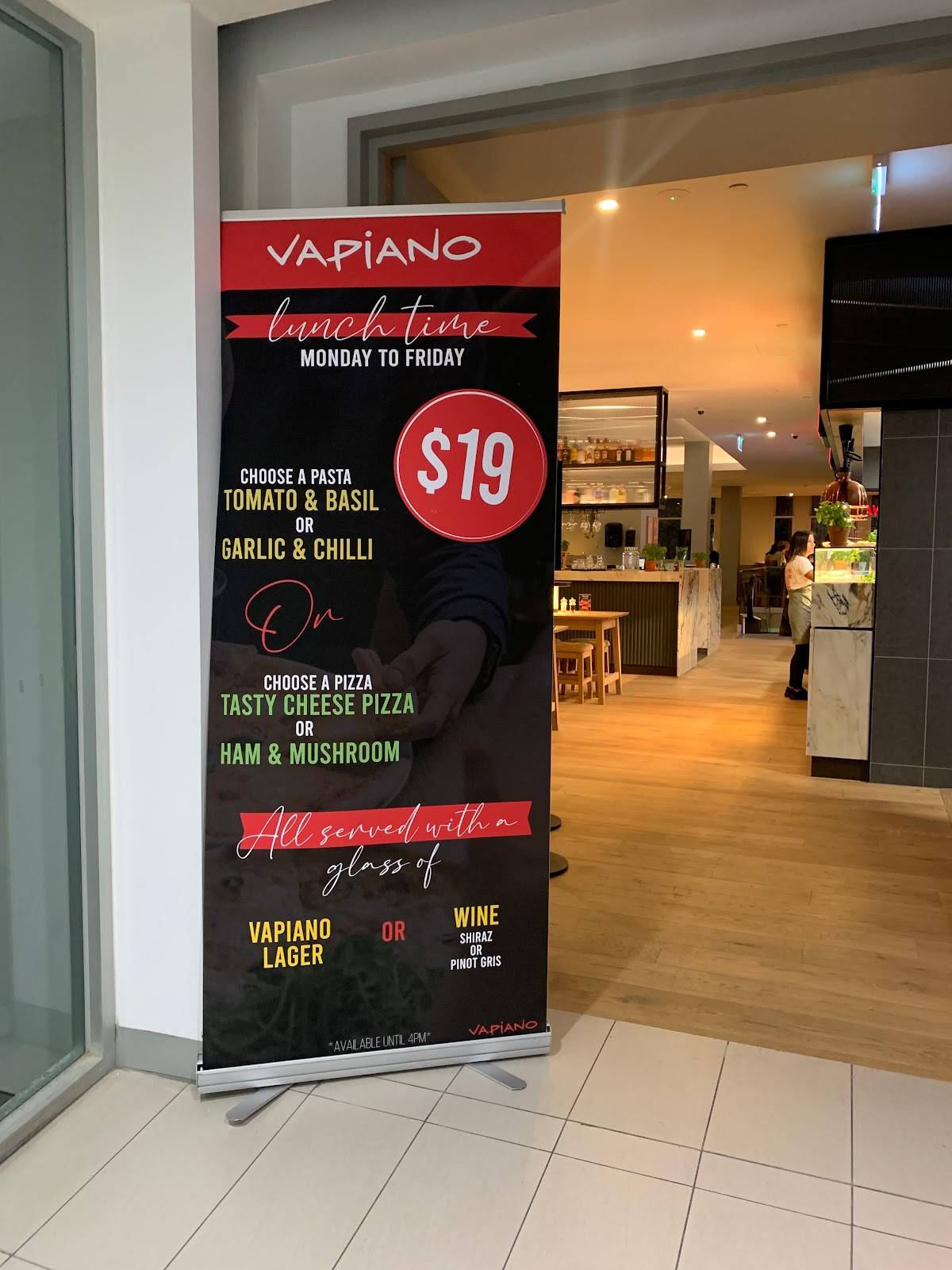 Carta del restaurante Vapiano Bourke Street Mall, Melbourne
