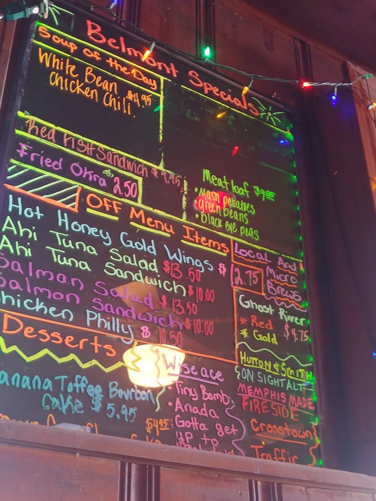 Menu at Belmont Grill pub & bar, Memphis, Poplar Ave