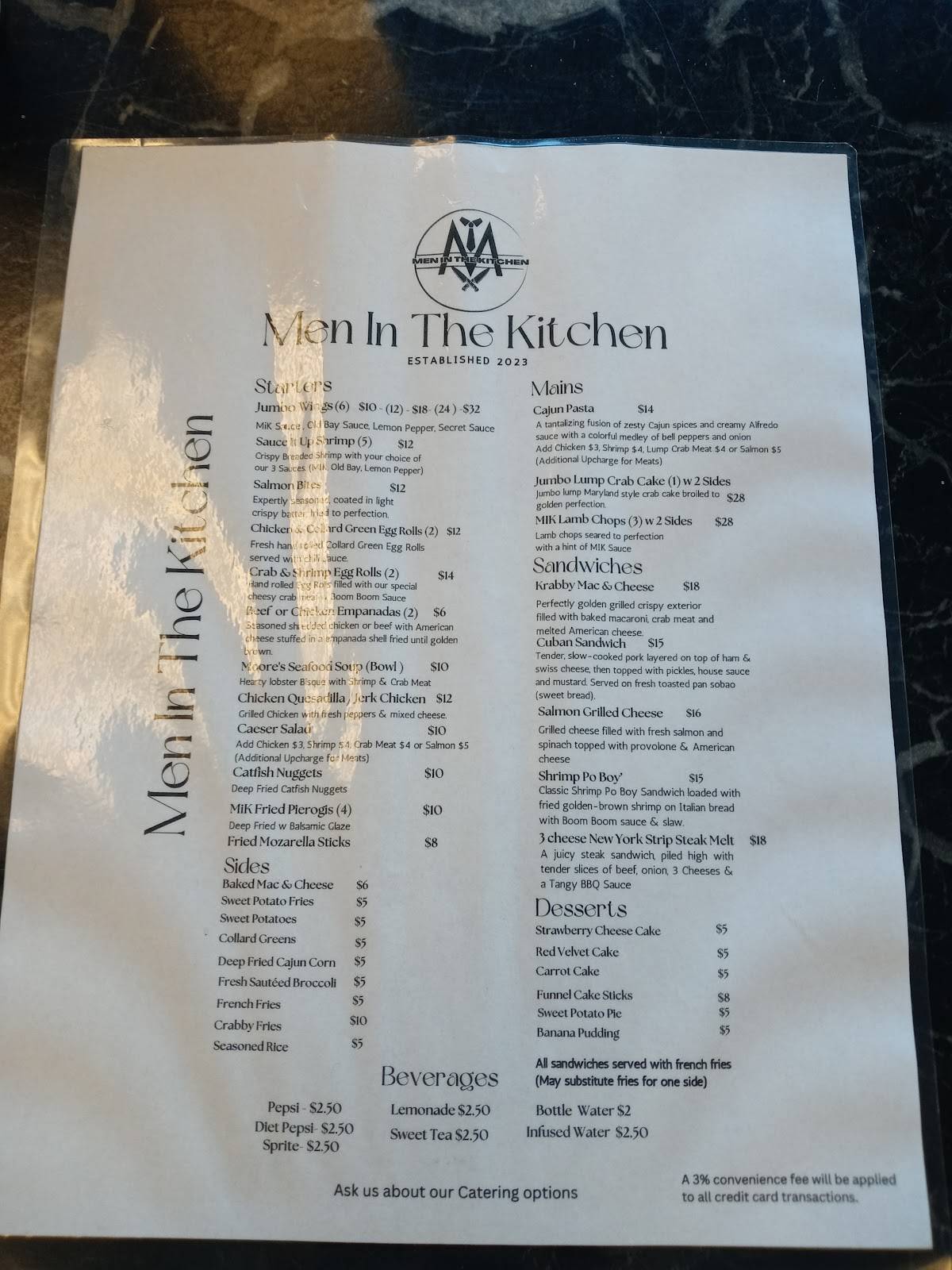 Menu at Men In The Kitchen restaurant, York