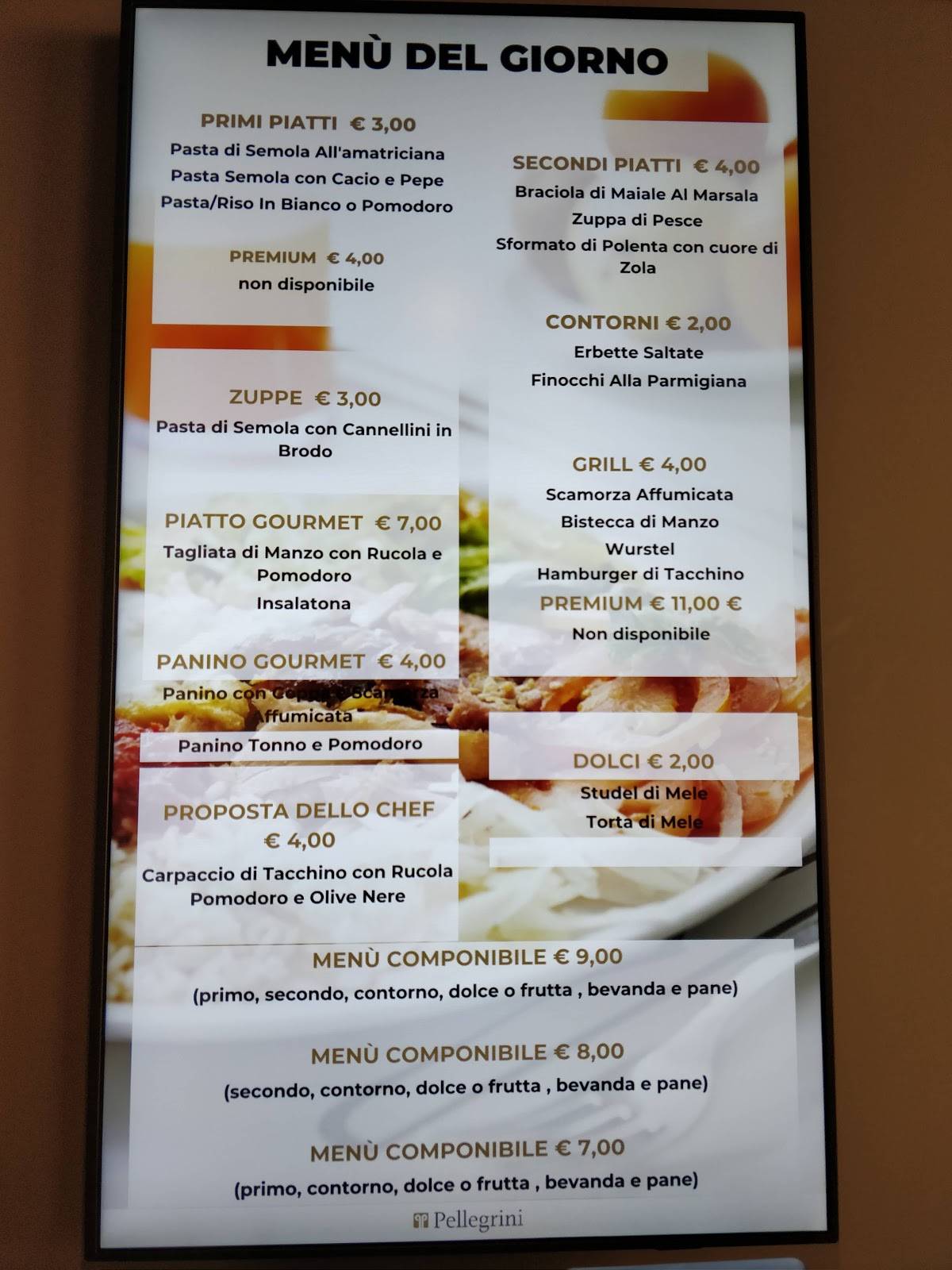 Menu da Mensa Pellegrini ristorante, Milano