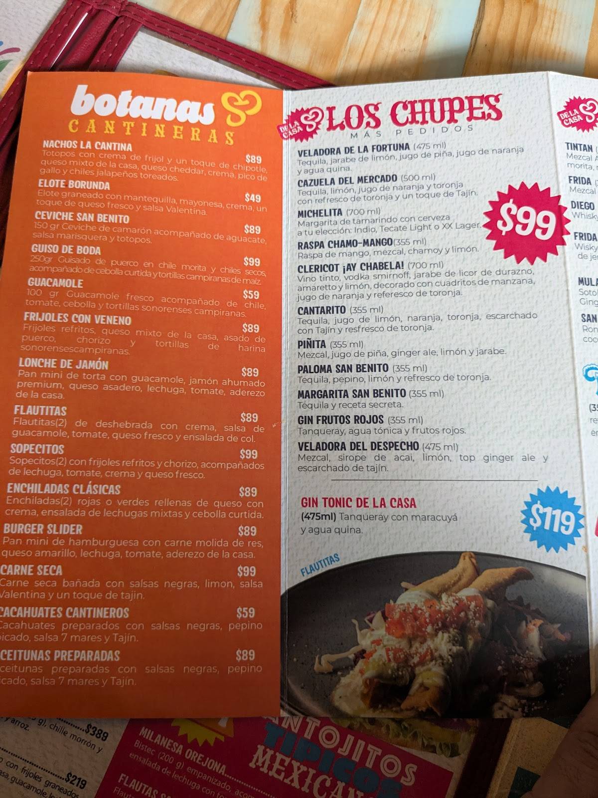 Menu at Mercado San Benito restaurant, Ciudad Juarez