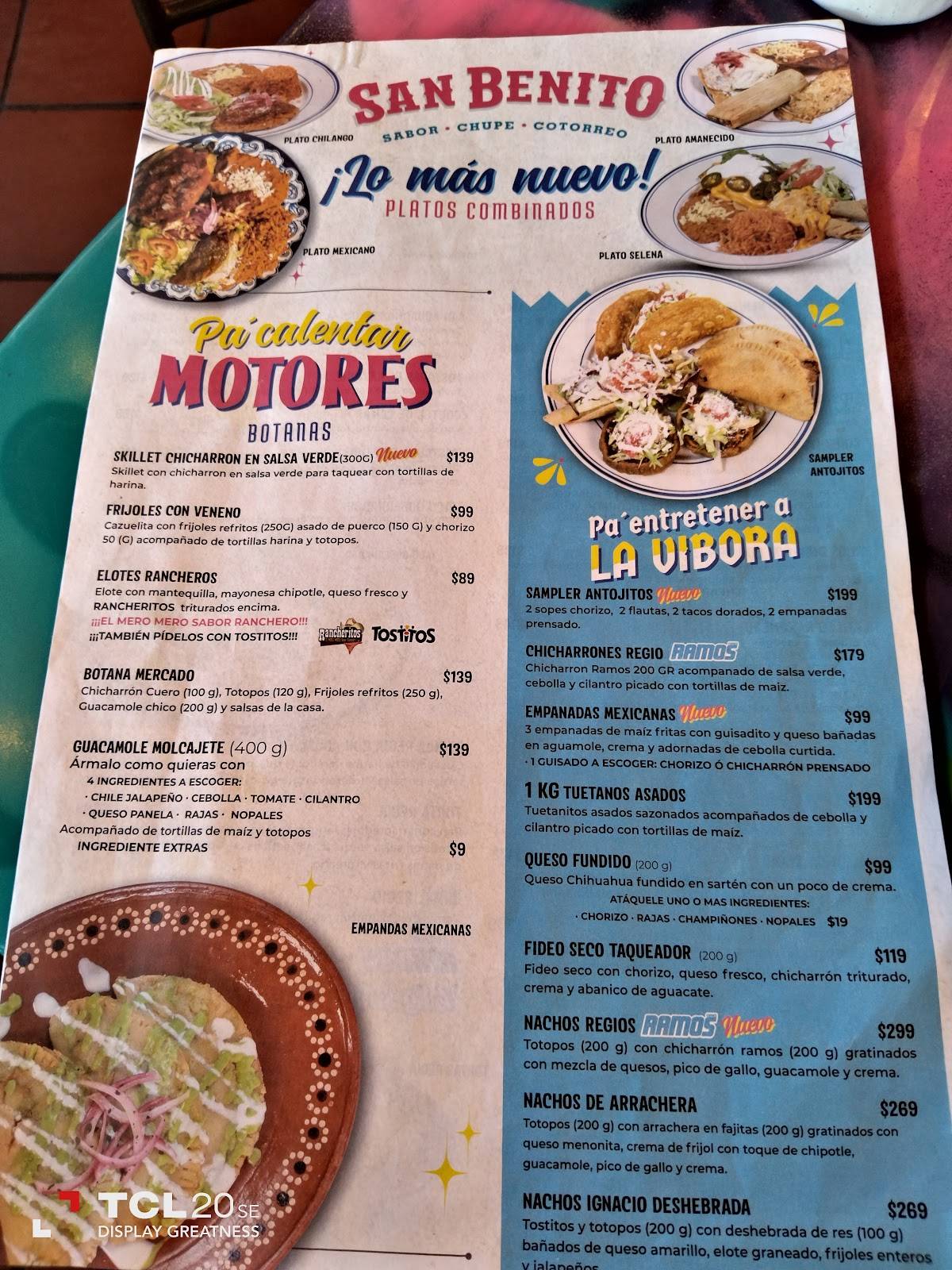 Menu at Mercado San Benito restaurant, Ciudad Juarez