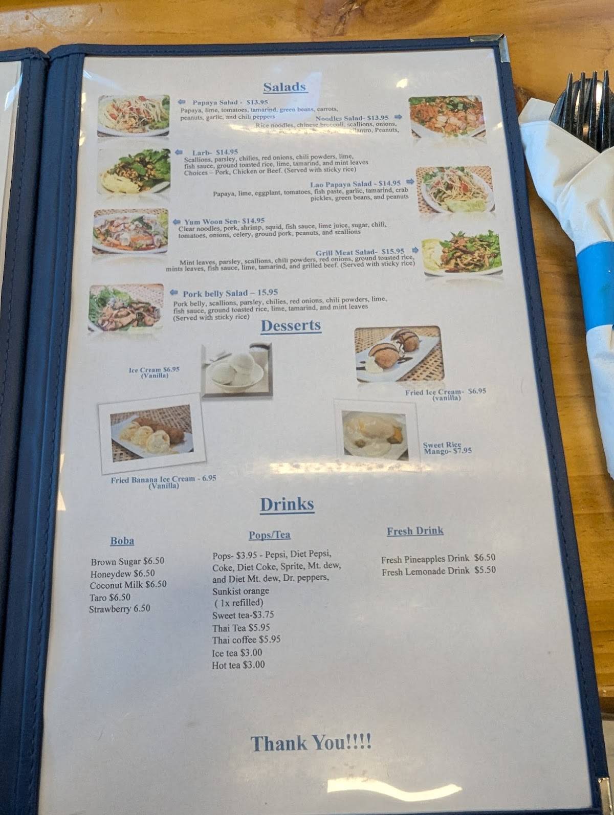 Menu at Mercy Thai Restaurant, Council Bluffs