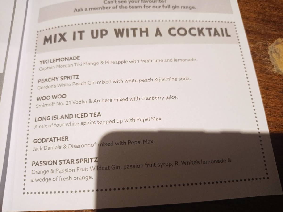 Menu at Mermaid pub & bar, Ipswich