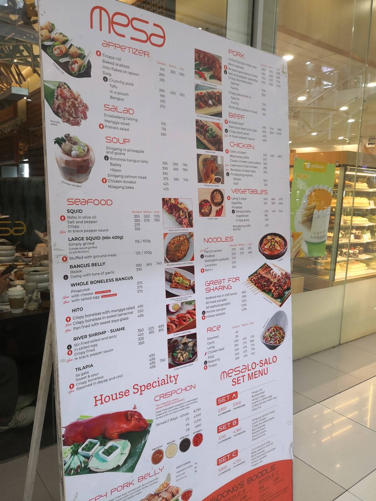 Menu at Mesa SM City Dasmariñas, Cavite restaurant, Dasmariñas, Upper ...