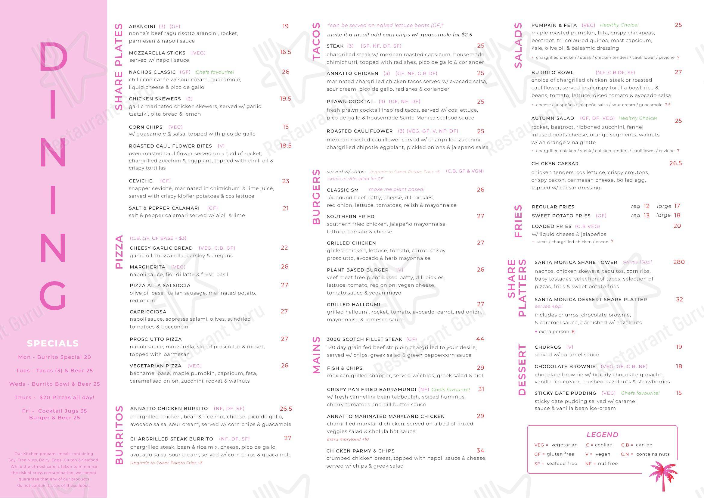 Menu at Metropole Bar & Eatery, Brisbane City
