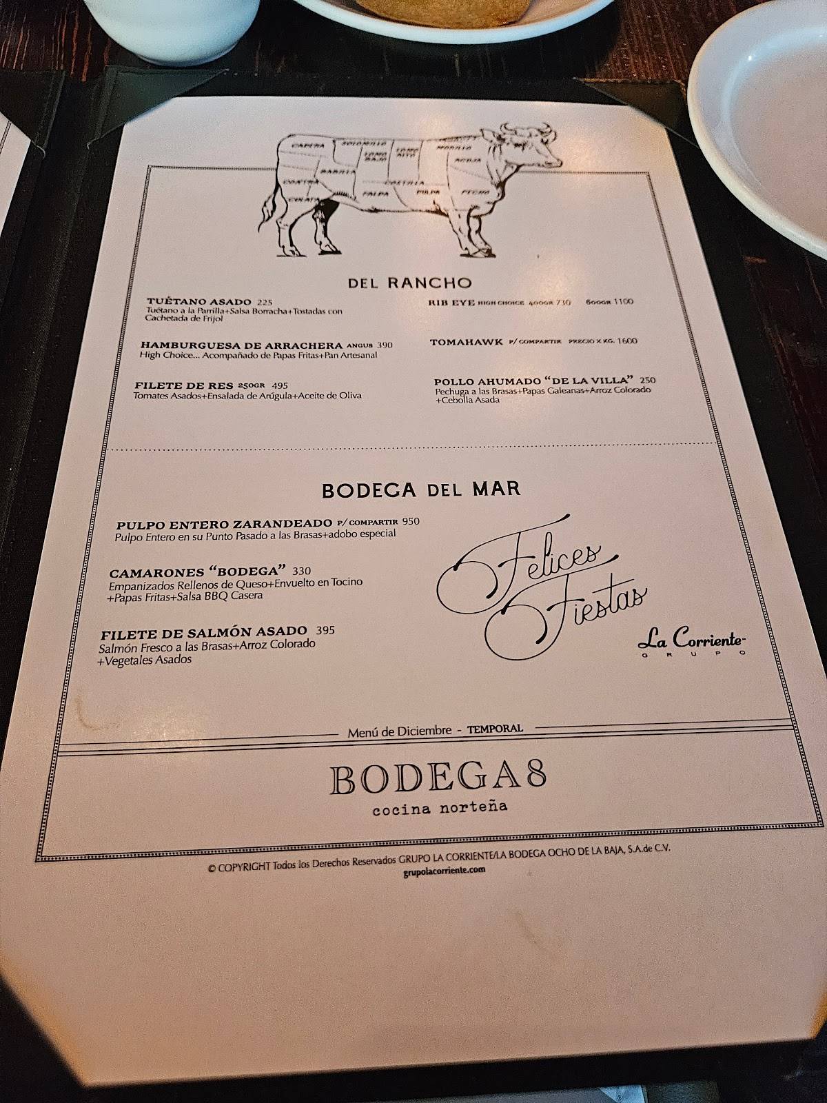 Menu at BODEGA 8 restaurant, Mexicali