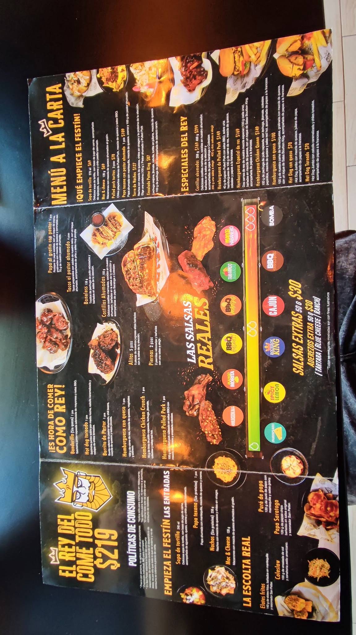 Menu at San Petter Ecatepec restaurant, Mexico City