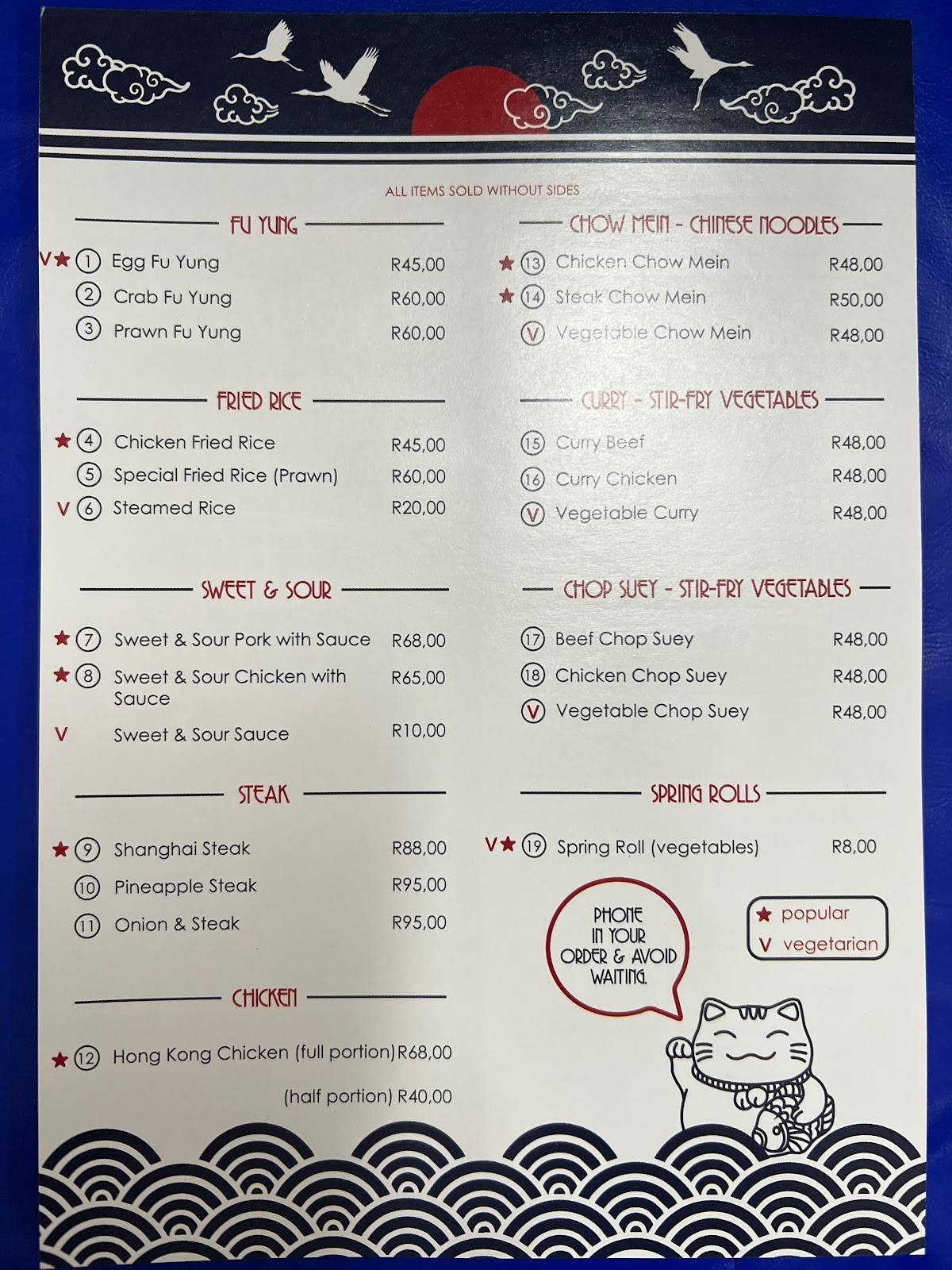 Menu at Michael's Chinese Takeaway, Newton Park restaurant, South Africa