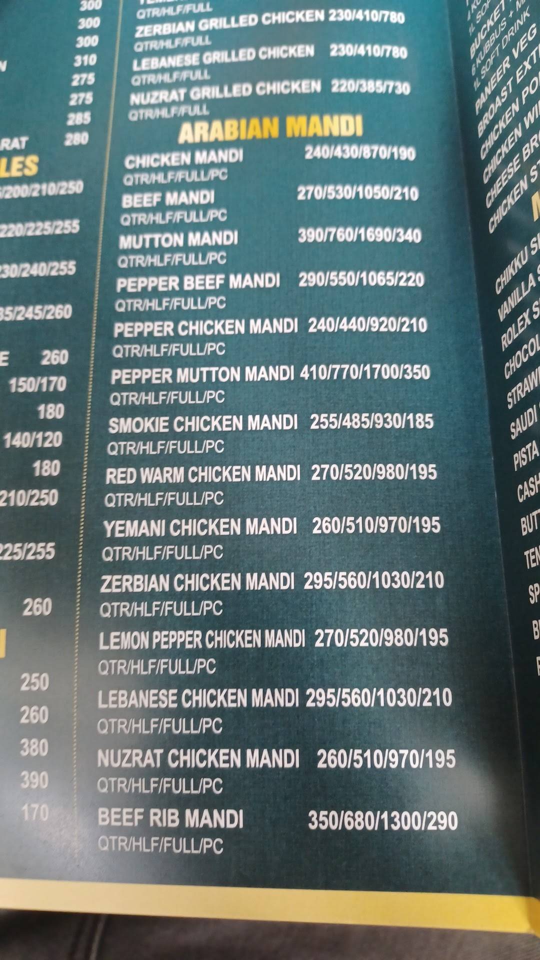 Menu at Middle East Restaurant, Karukachal