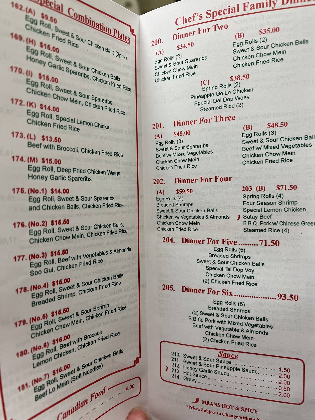 Menu at Double Happiness Chinese Restaurant, Midland