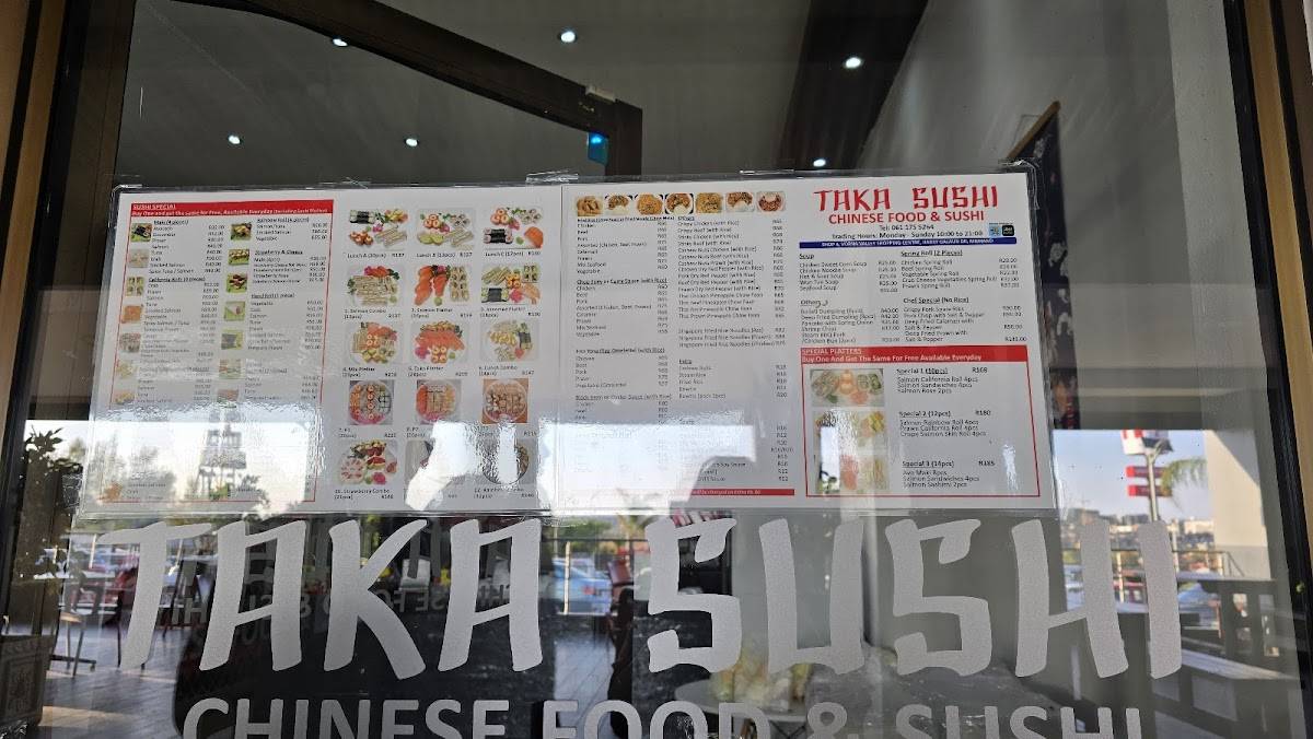 Menu au TAKA sushi Midrand restaurant, Midrand