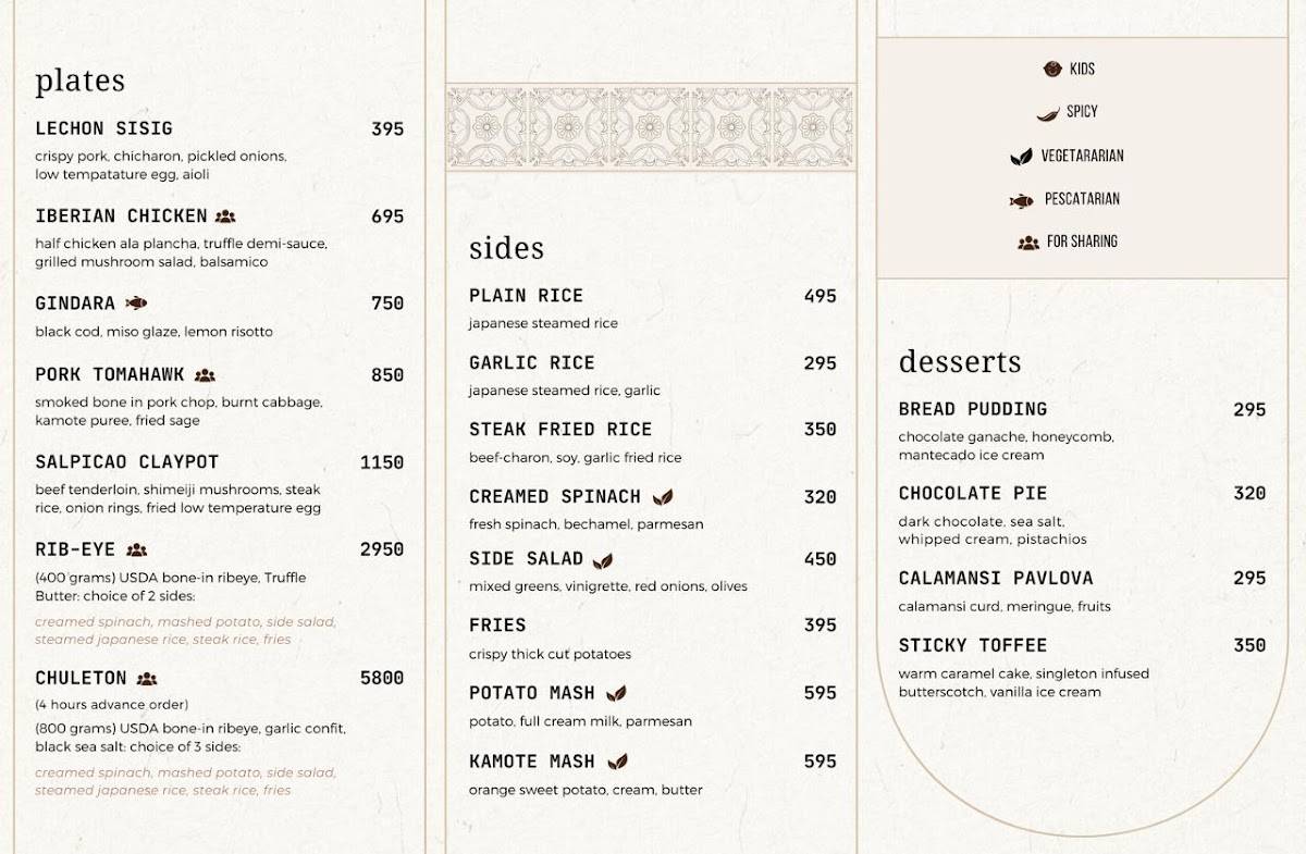 Menu at Mijo Comfort Food restaurant, Makati