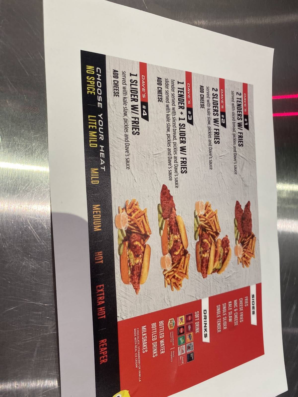 Menu at Dave's Hot Chicken restaurant, Milford