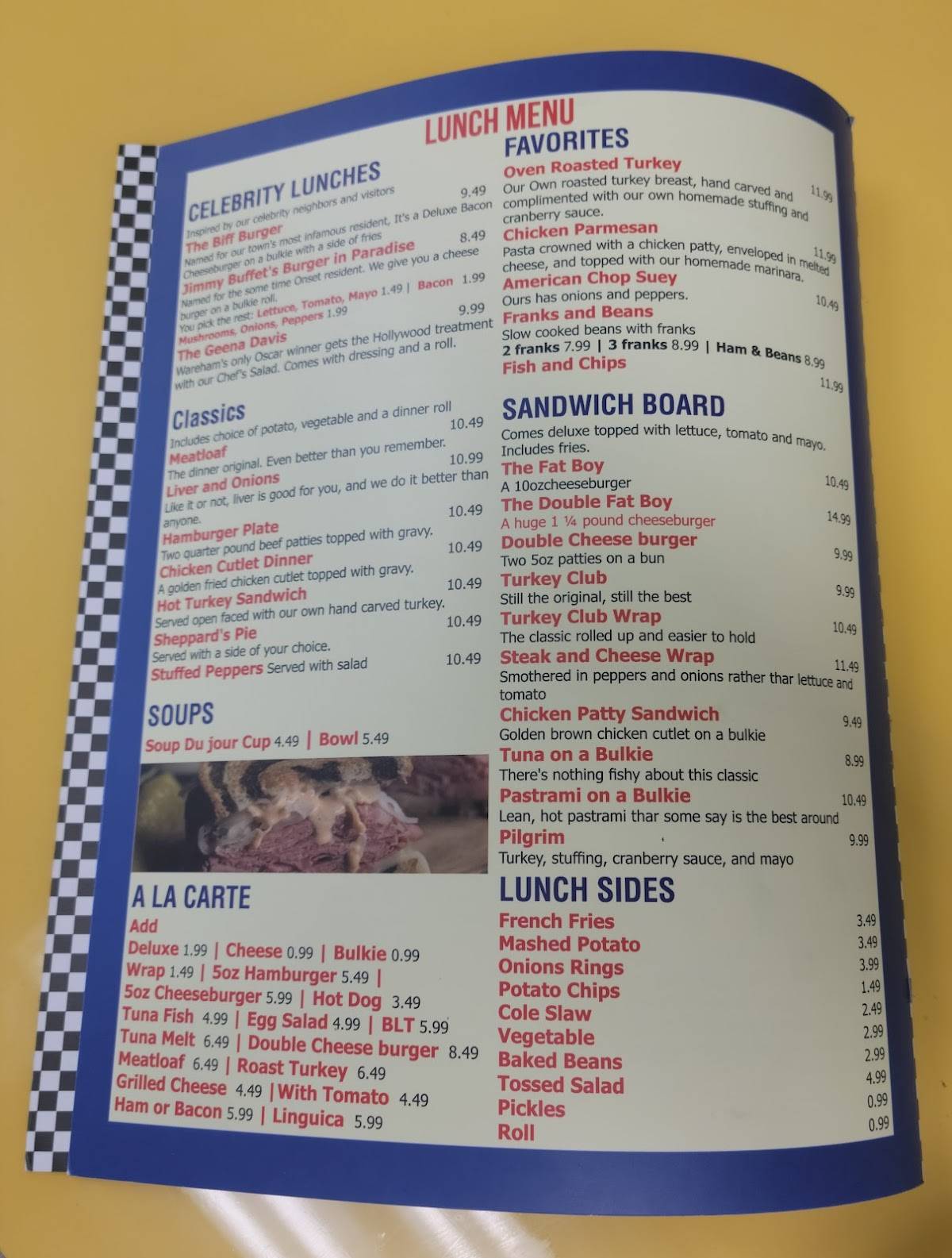 Menu at Mill Pond Diner restaurant, Wareham