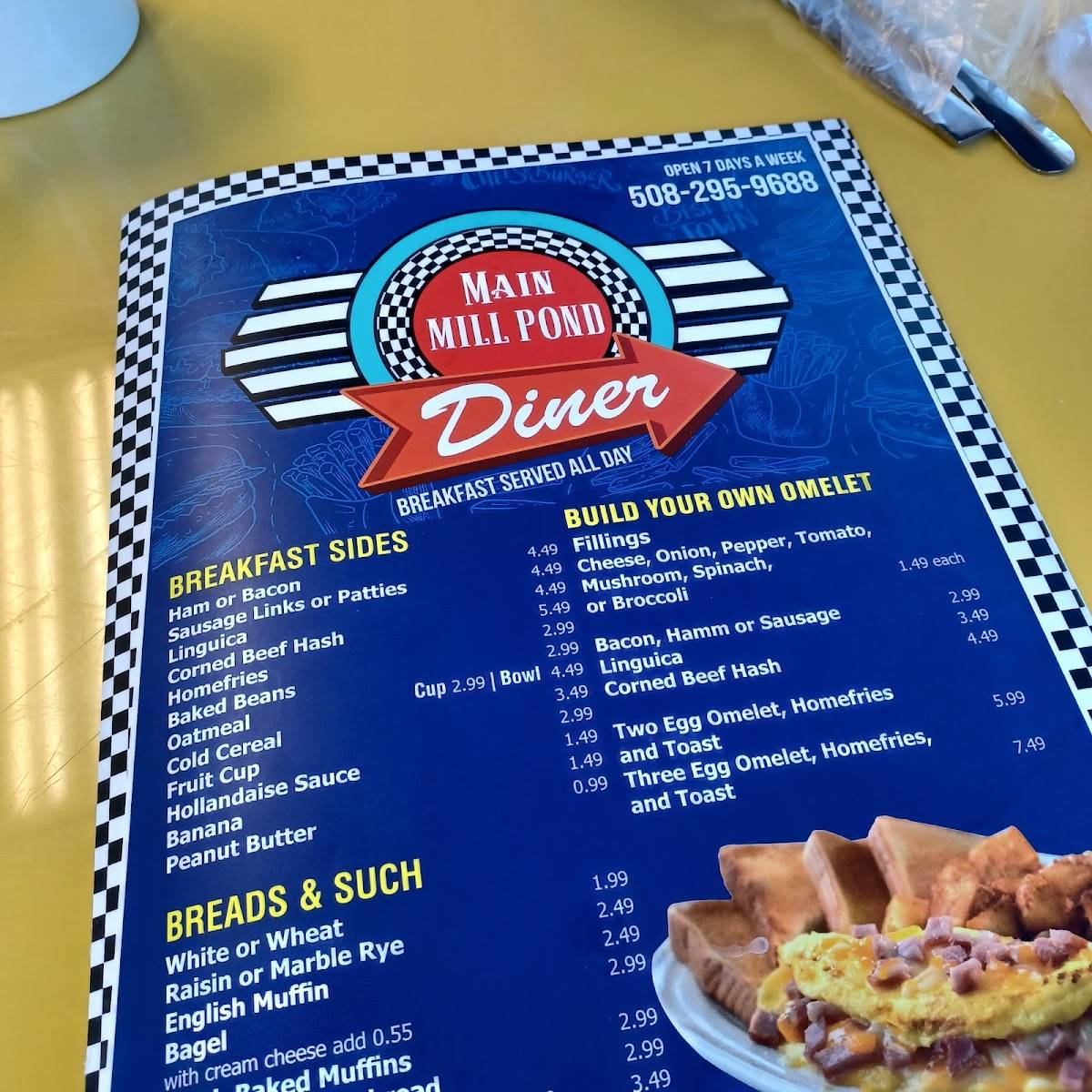 Menu at Mill Pond Diner restaurant, Wareham