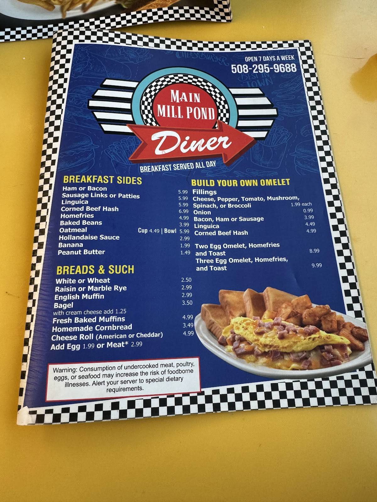 Menu at Mill Pond Diner restaurant, Wareham