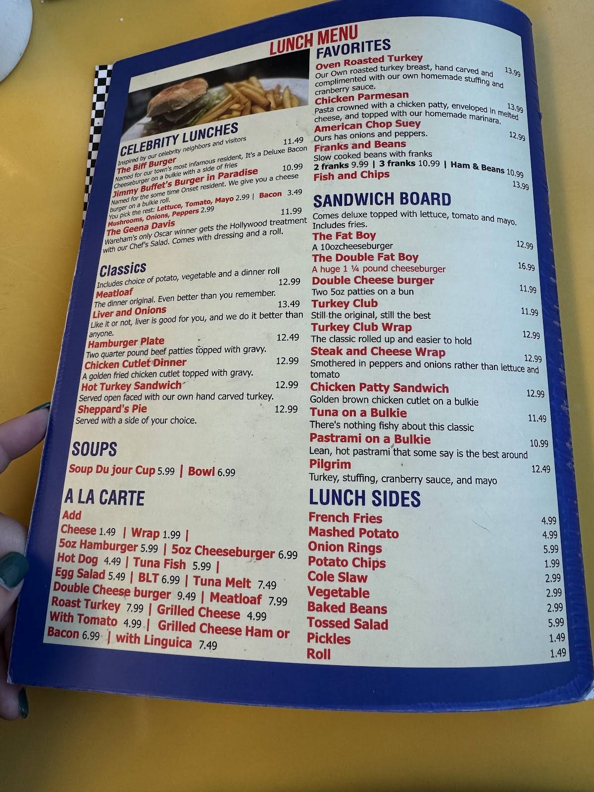Menu at Mill Pond Diner restaurant, Wareham