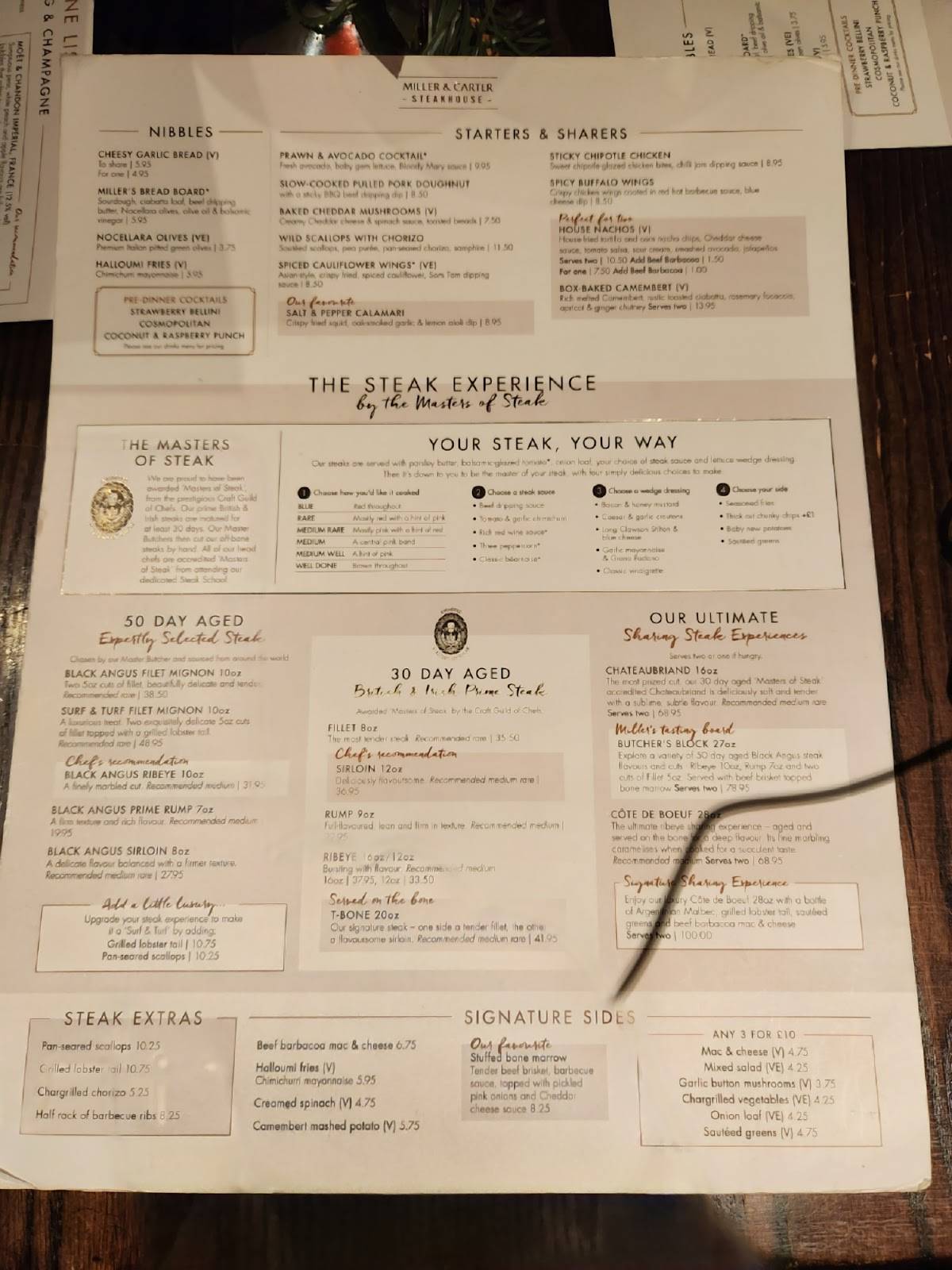 Menu at Miller & Carter Glasgow steakhouse, Glasgow, 47 St Vincent St