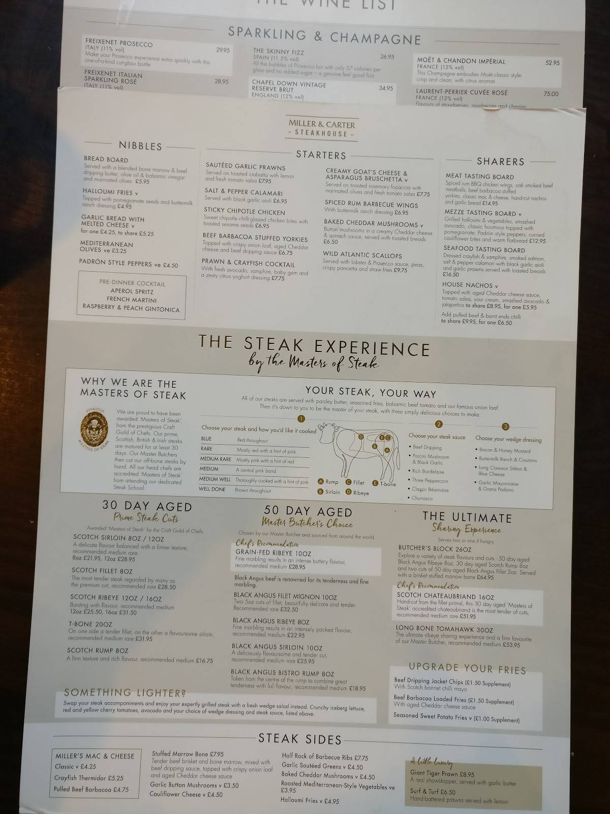 Menu at Miller & Carter Glasgow steakhouse, Glasgow, 47 St Vincent St