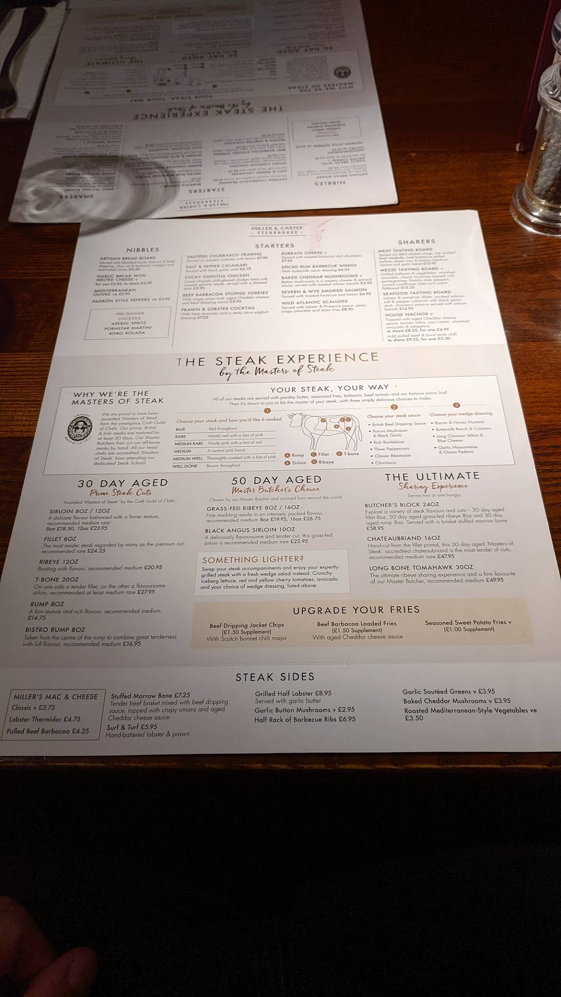 Menu at Miller & Carter Harlow pub & bar, Harlow