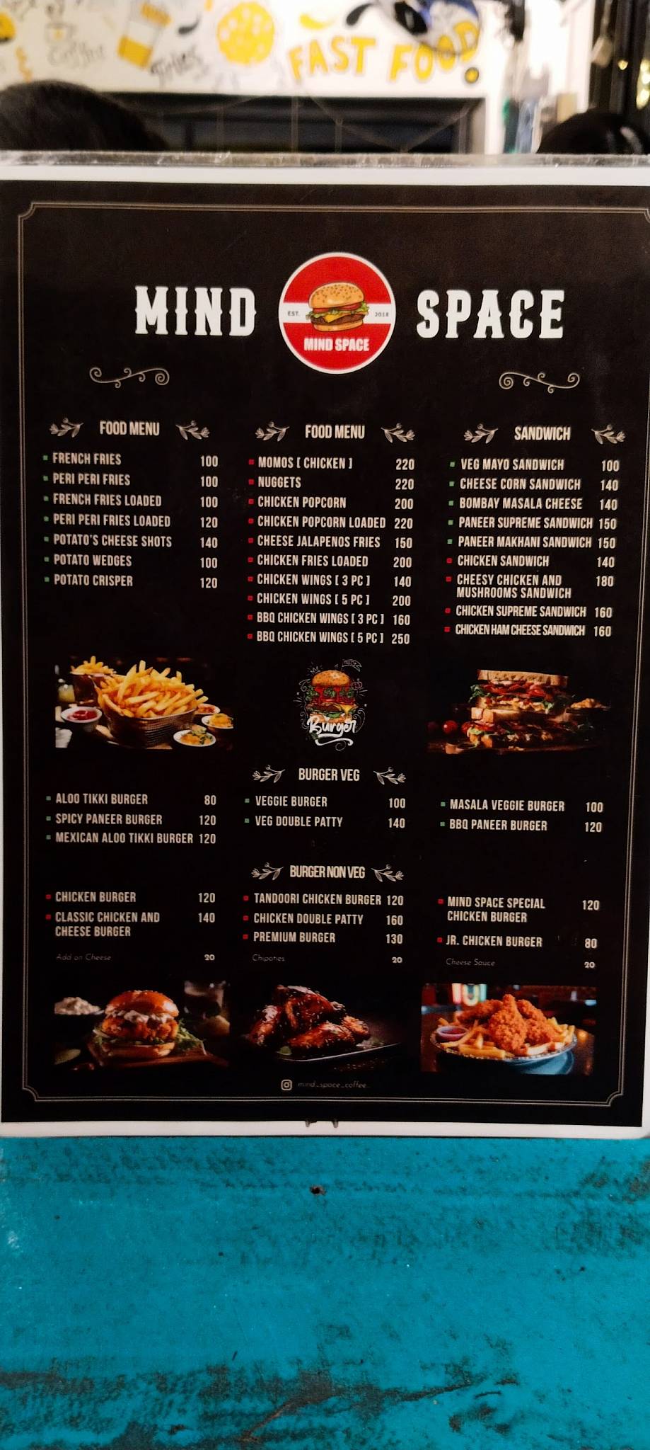 Menu at Mind Space, Sawantwadi