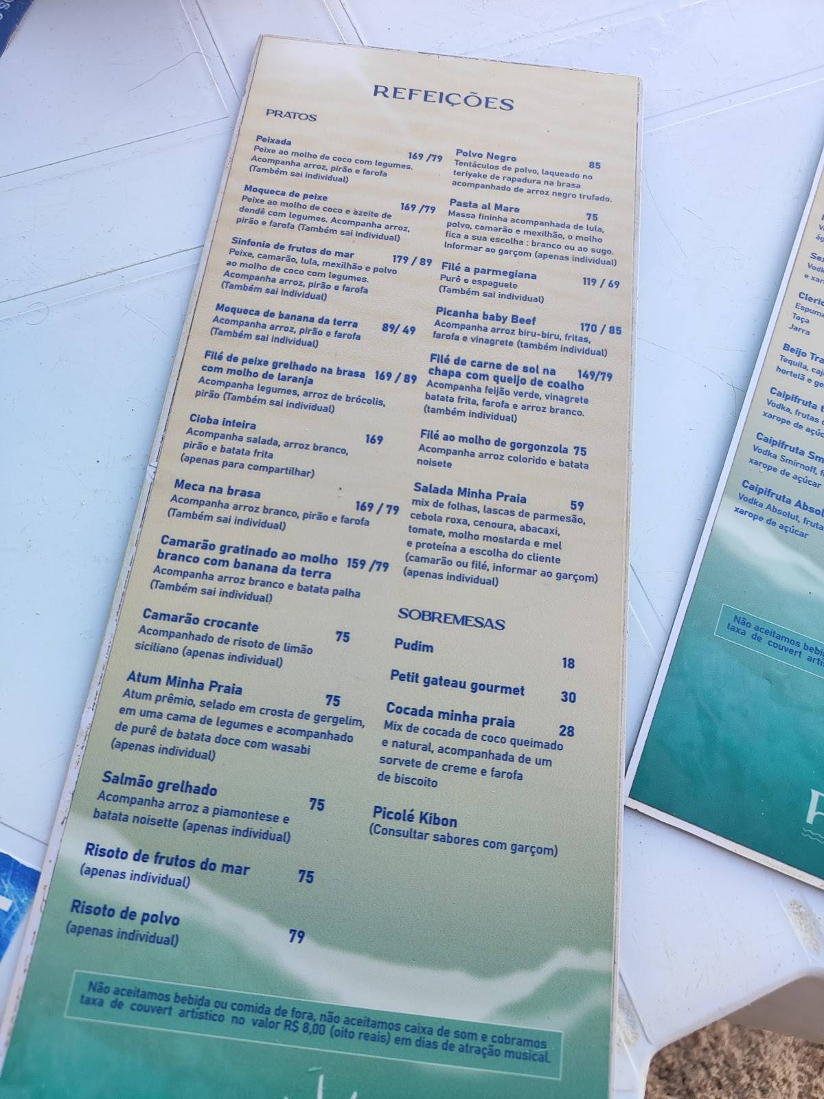 Menu em Pousada e Restaurante Minha Praia Beach Club- Seixas, João ...
