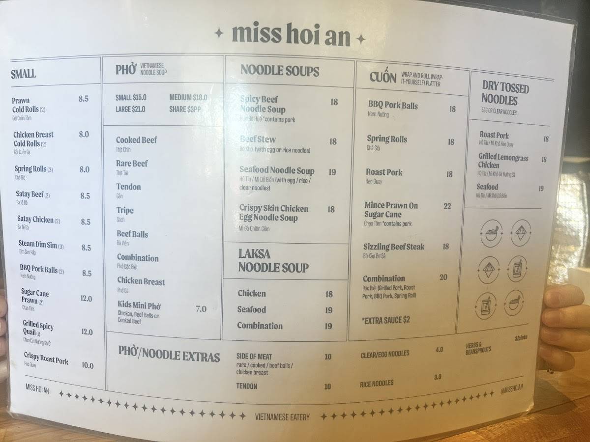 Menu at Miss Hoi An Vietnamese Eatery restaurant, Felixstow
