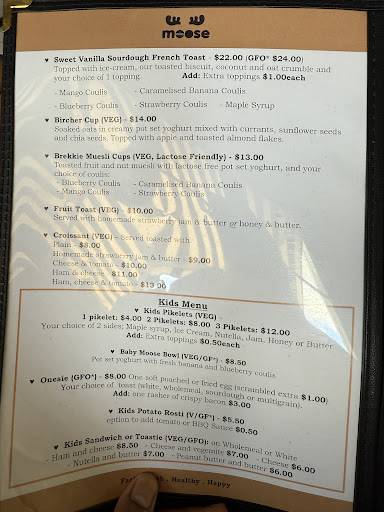 Menu at Miss Moose Cafe, Somerville