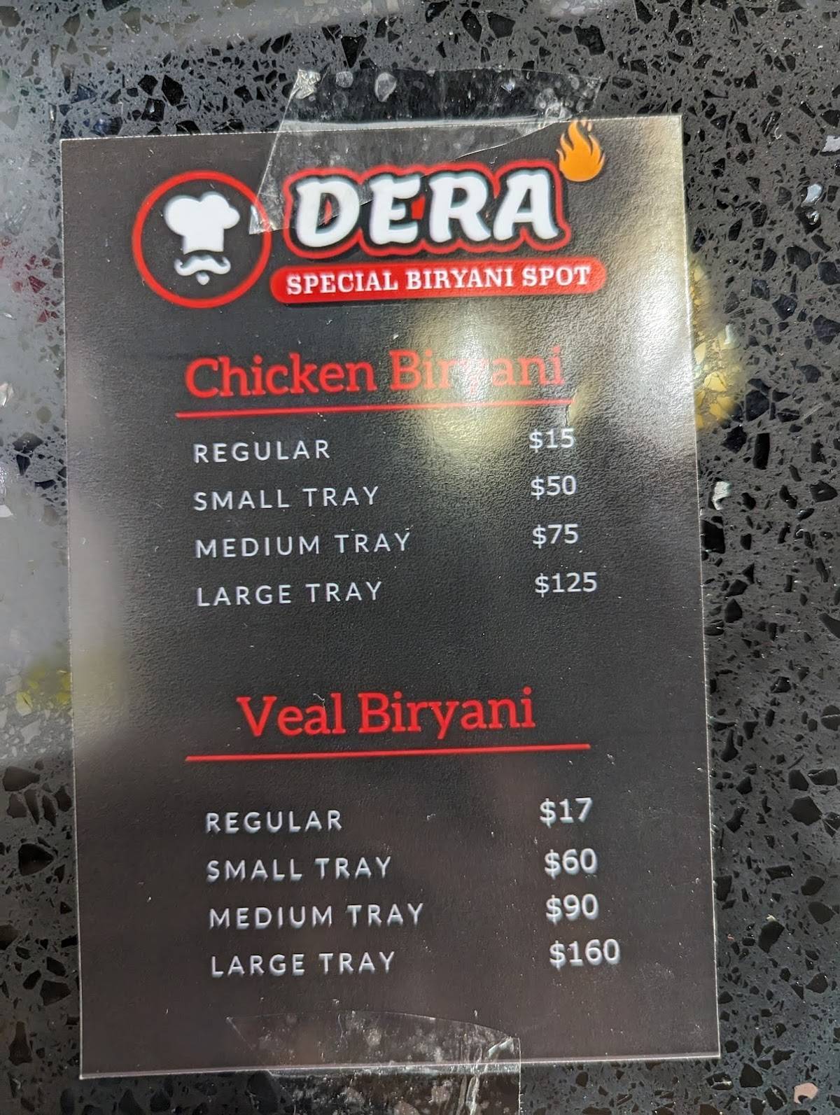 Menu at Dera Biryani (Pre-order Only) restaurant, Mississauga