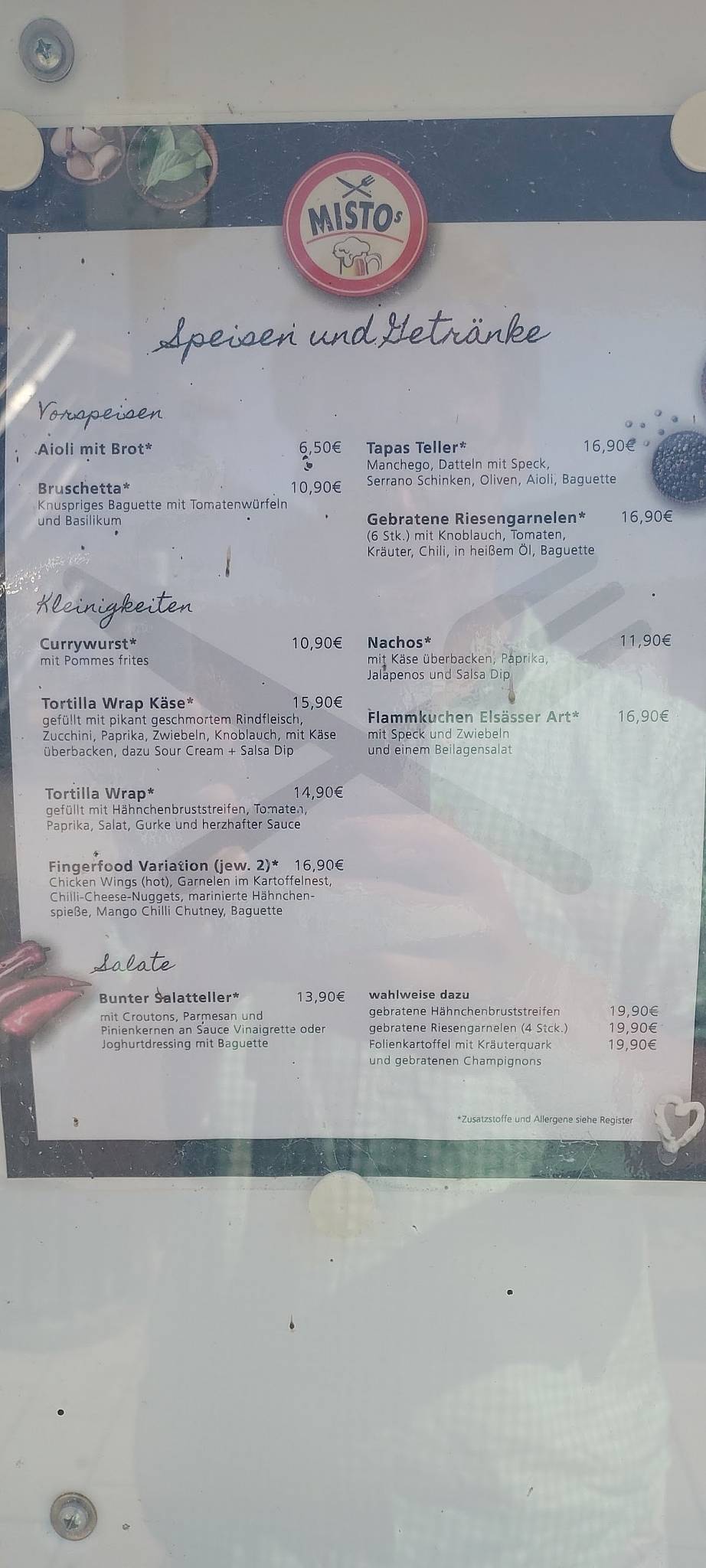 Speisekarte von Mistos restaurant, Neustadt (Wied)