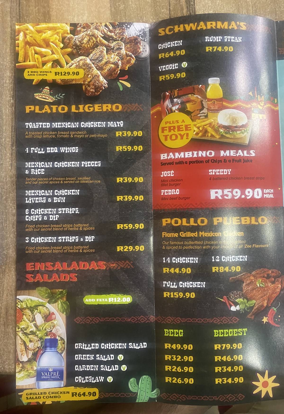 Menu at Mochachos Karaglen restaurant, Johannesburg, Karaglen Mall