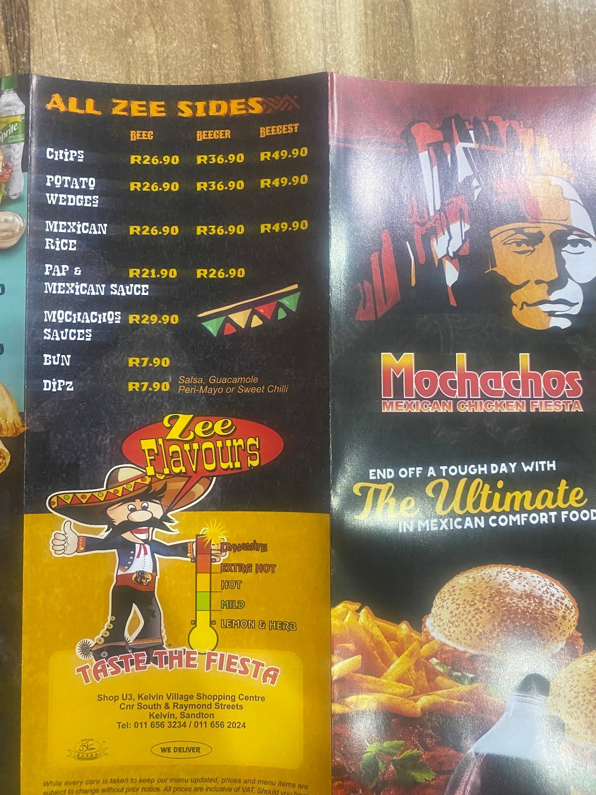 Menu at Mochachos Rivonia restaurant, Sandton