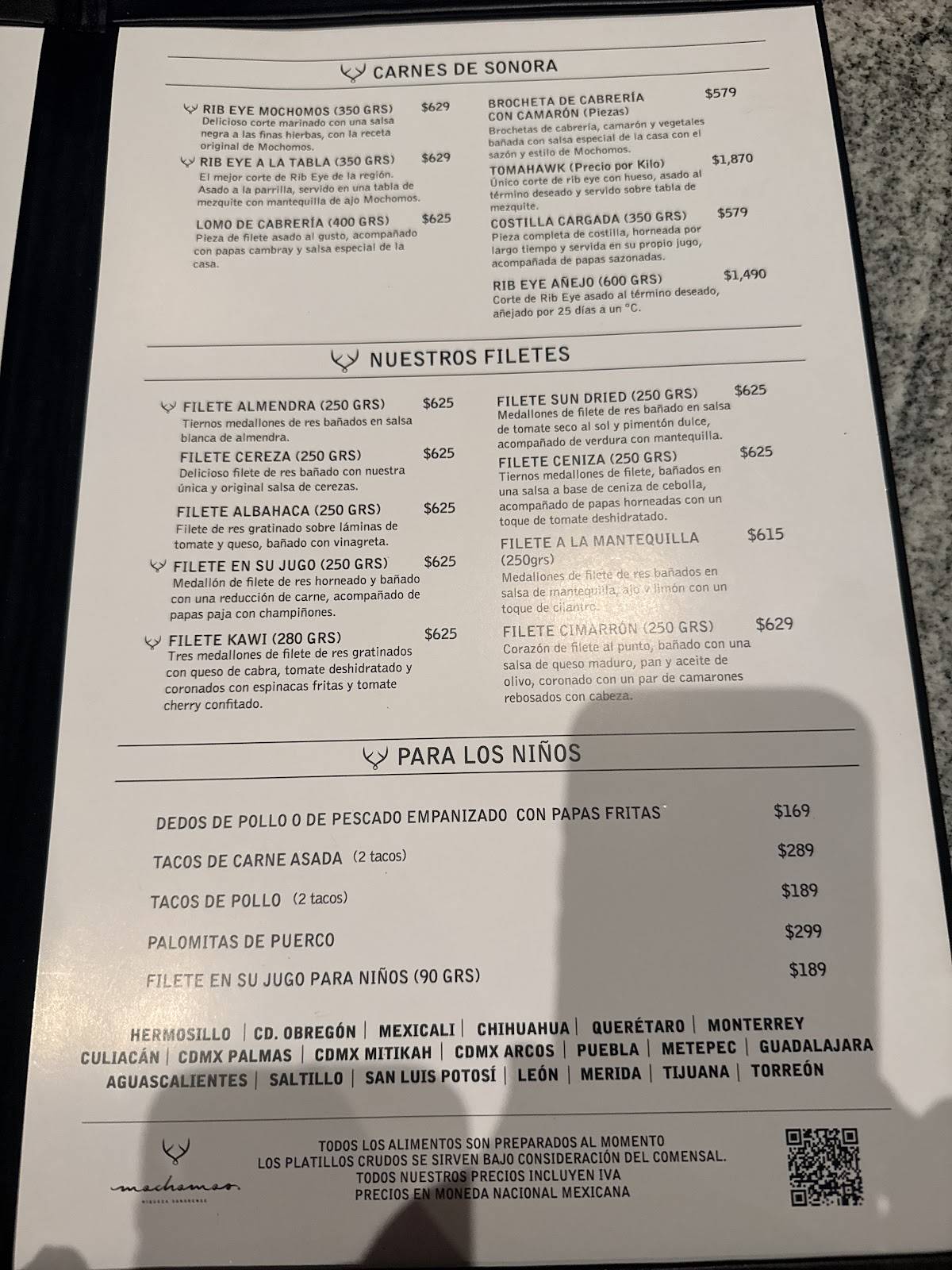 Carta del restaurante Mochomos Querétaro, Santiago del Querétaro, Prol ...