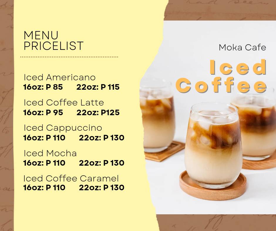 Menu at Moka Cafe, Surigao City