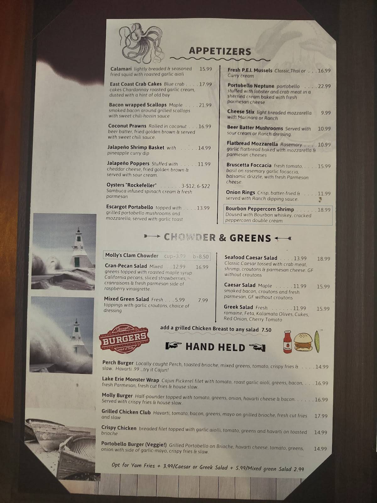 Menu at Molly & OJ's Restaurant, Erieau