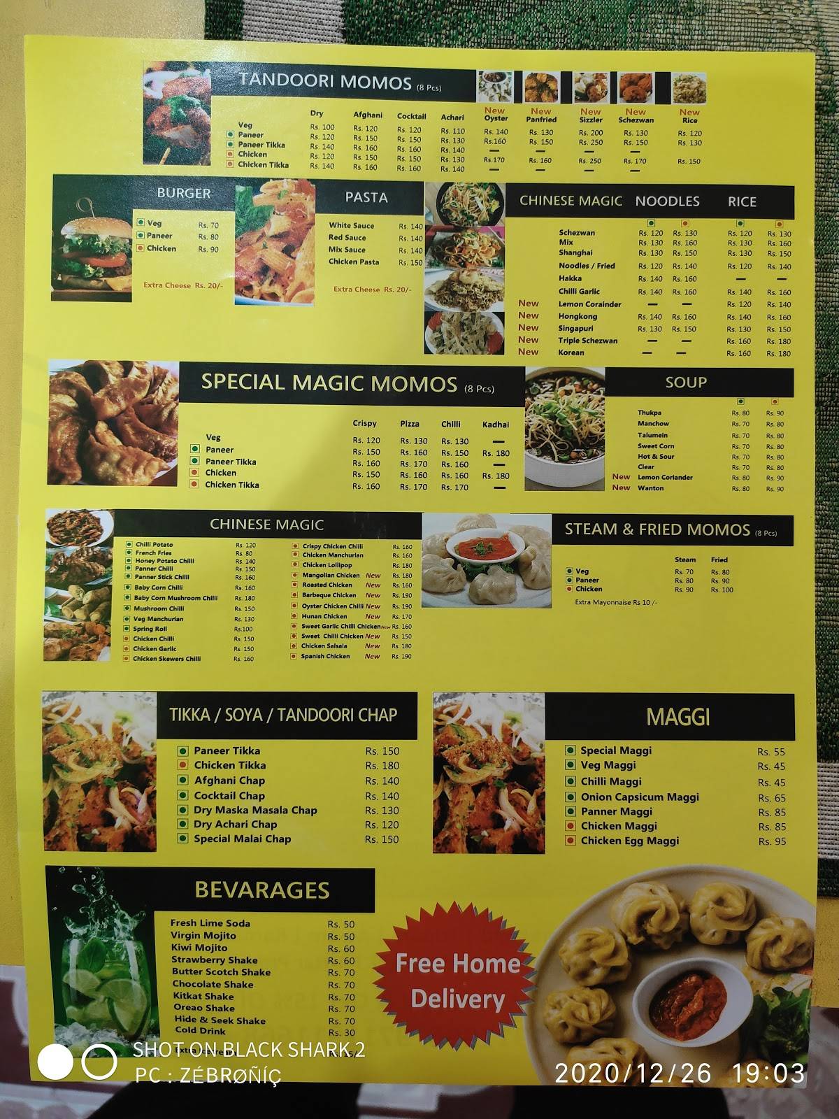 Menu at Momo Magic Cafe, Allahabad