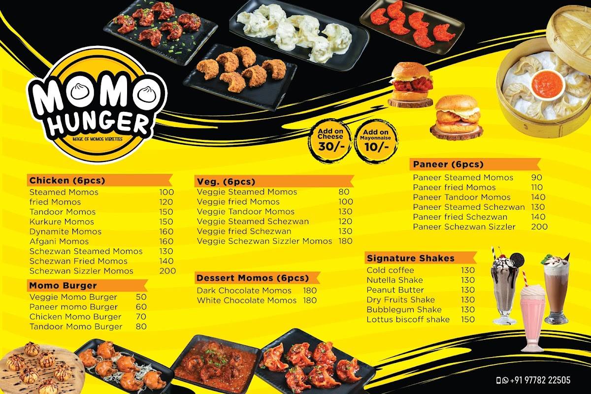 Menu at Momo hunger, Pazhayangadi