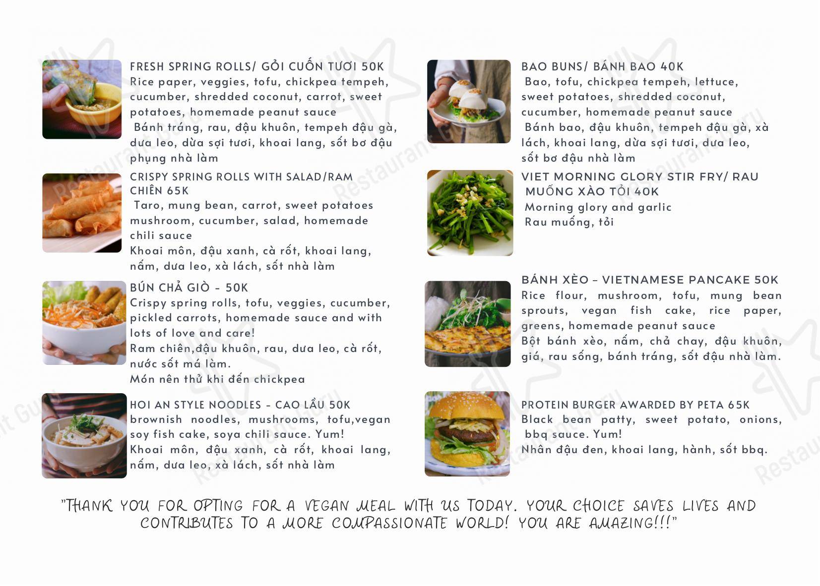 Carta de Chickpea Eatery: Da Nang Vegan Restaurant and Vegan Cooking ...